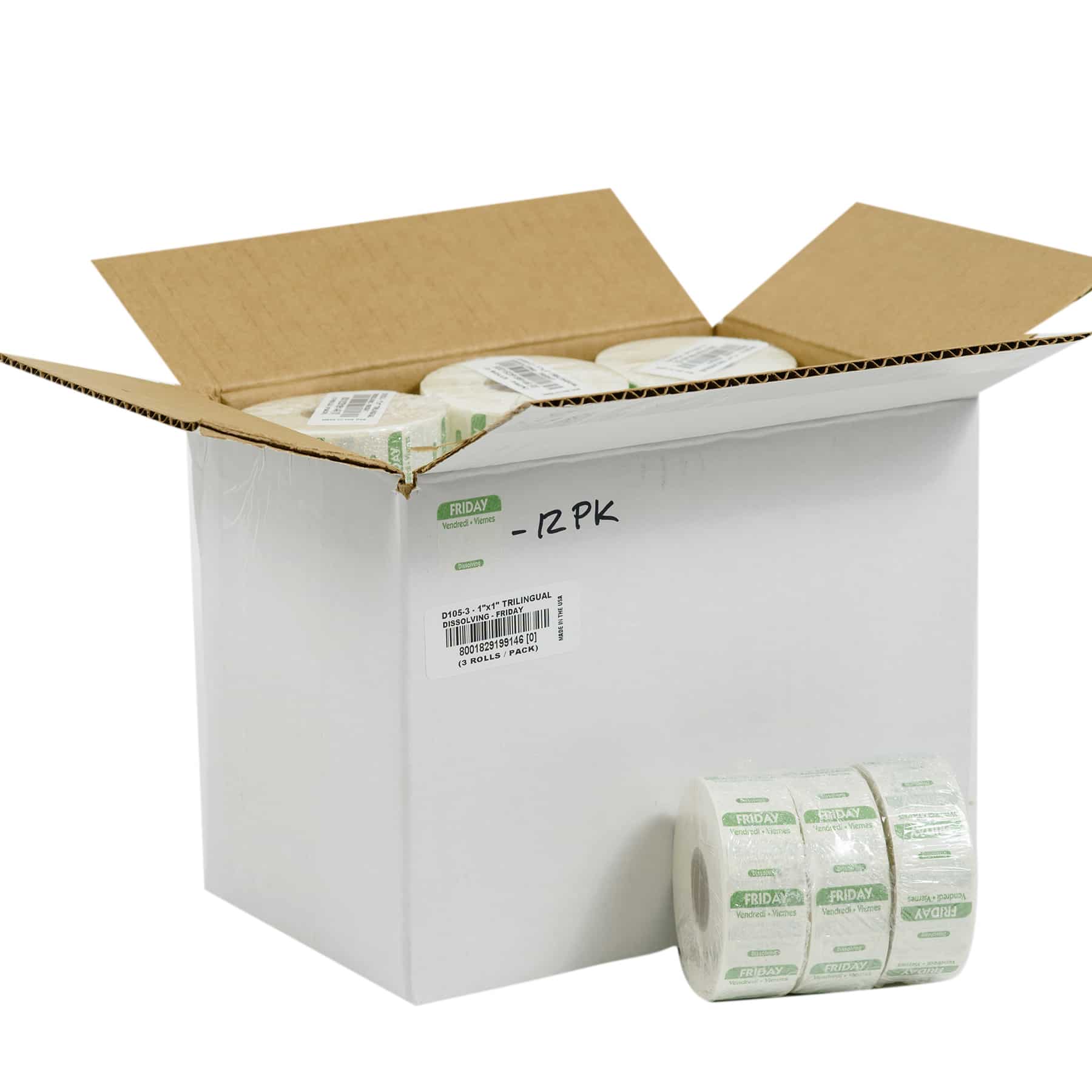 1" x 1" Dissolving Day of the Week Label 3-pack - National Checking