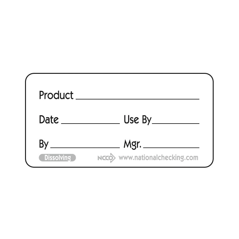 1" x 2" Product Dissolving Labels - National Checking