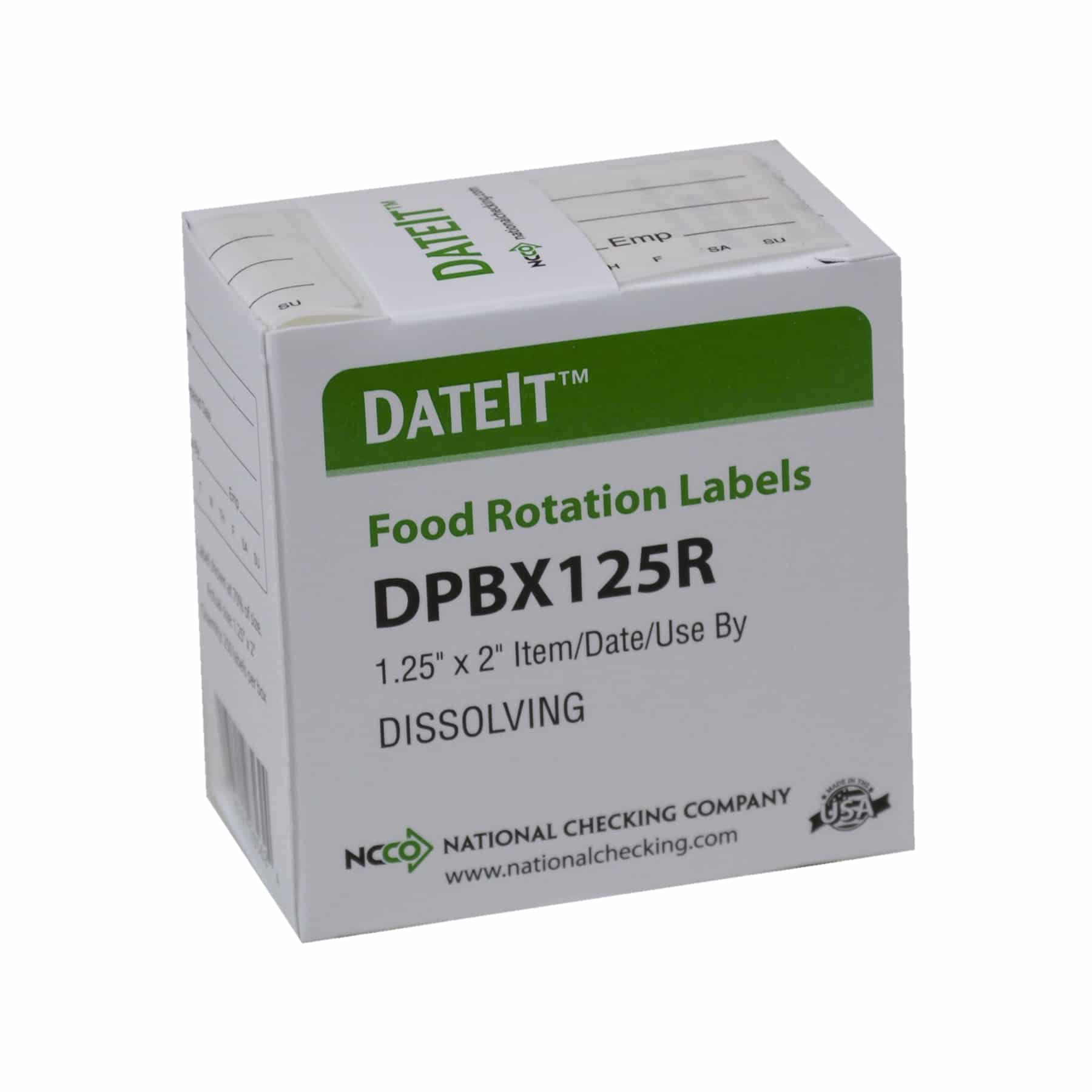 1.25" x 2" Dissolving Label Box - National Checking