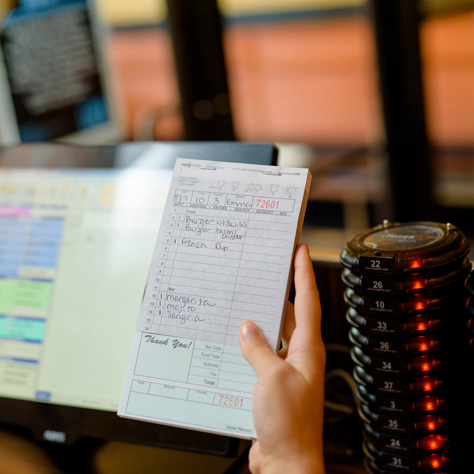 Large Duplicate Carbon-Backed Guest Check - National Checking