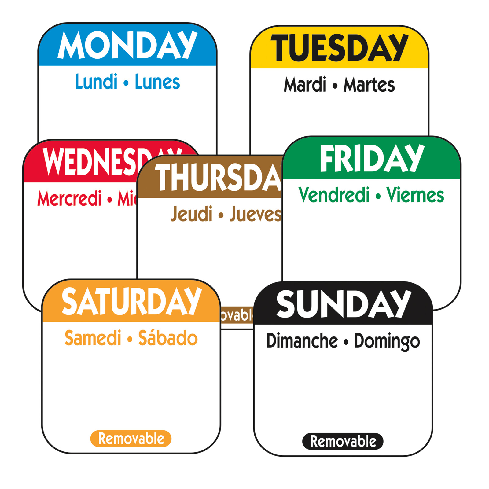 1" Removable Day of the Week Label Kit - National Checking