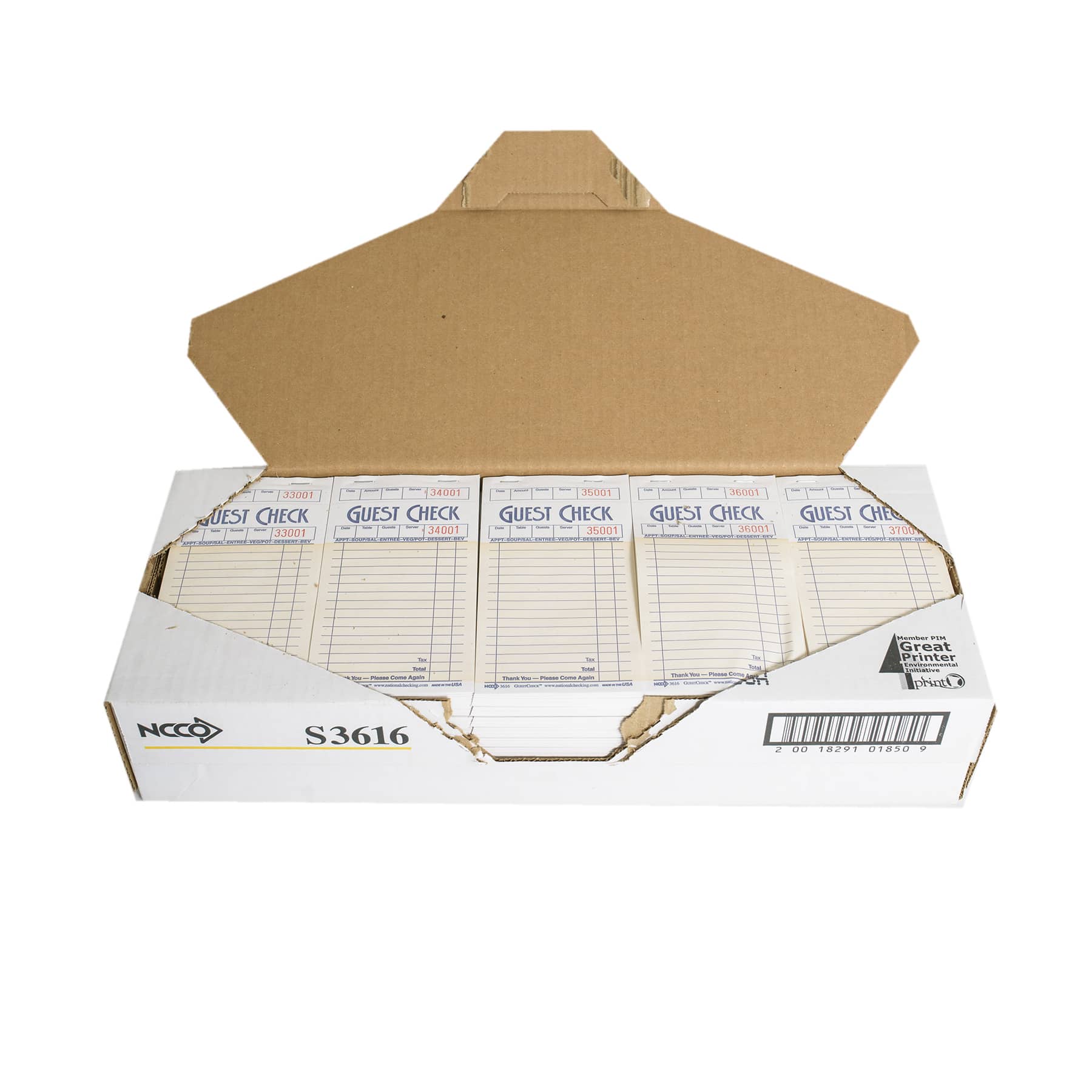 Medium Single Copy Paper Guest Check - National Checking